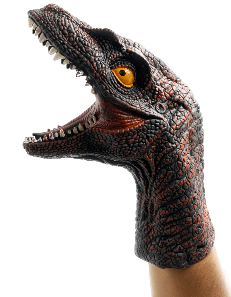Dinosaur Hand Puppet Brown Velociraptor Toys, Soft Rubber Realistic ...